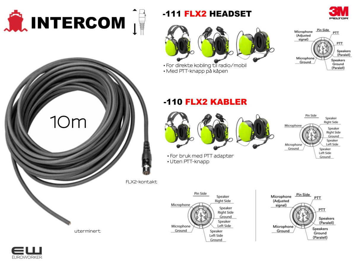 3M Peltor CH-3 Ship Intercom (FLX2-210, 10m)