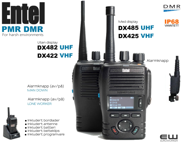Entel DX485 UHF & DX425 VHF Yrkesradio (IP68)