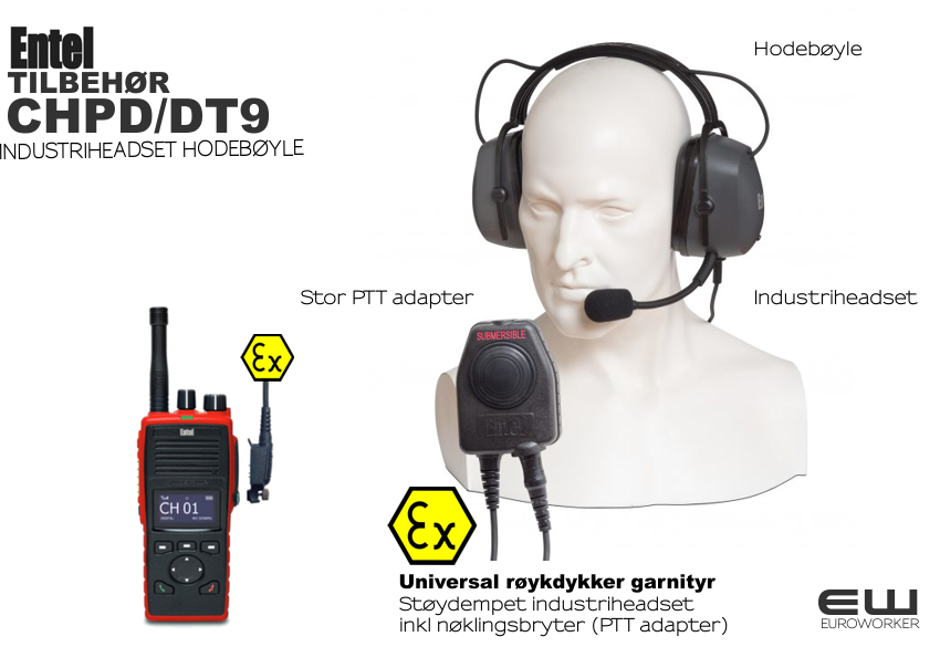 Entel DT885FF - ATEX Røykdykker Marine Radio (UHF, IIB 2W, Solas, Med 2 ...