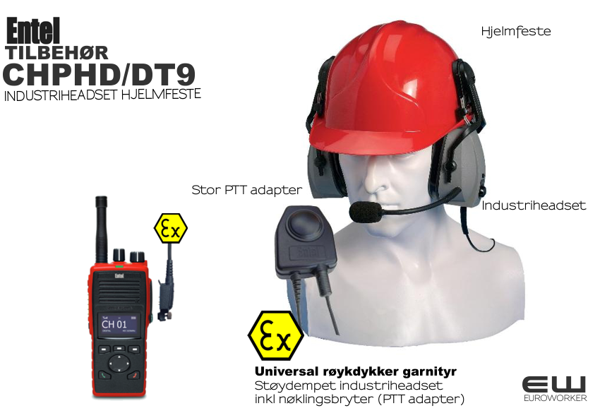 Entel DT885FF - ATEX Røykdykker Marine Radio (UHF, IIB 2W, Solas, Med 2 ...