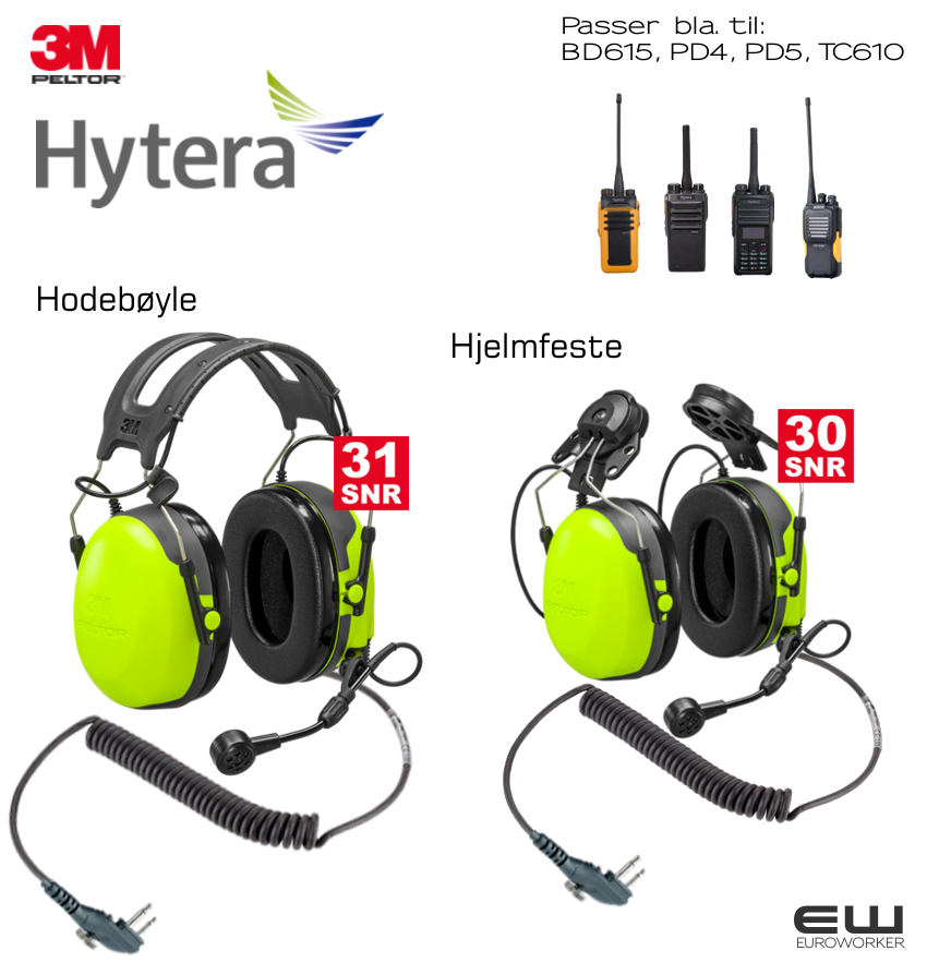 3M Peltor CH-3 Hytera PD4/BD615/TC610 Industriheadset (PTT)