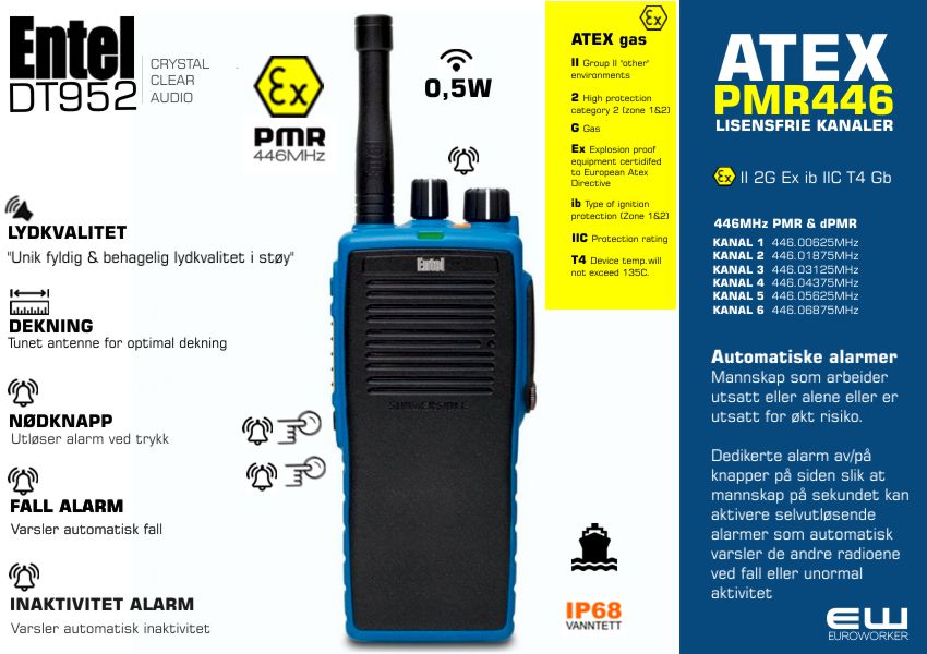 Entel DT952 Atex 446MHz (Lisensfri, Atex)