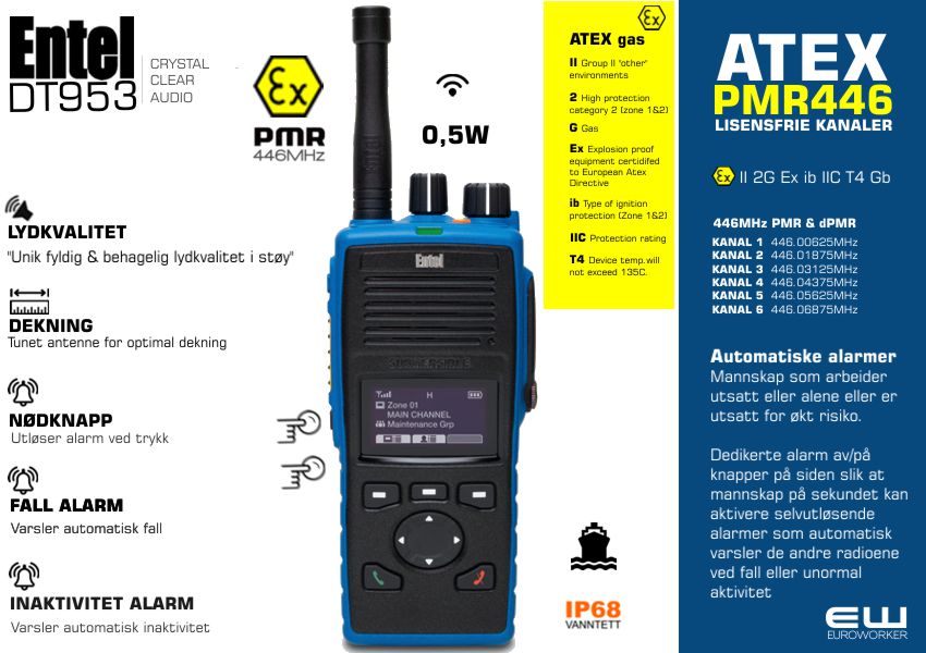 Entel DT953 Atex 446MHz (Lisensfri, Atex)
