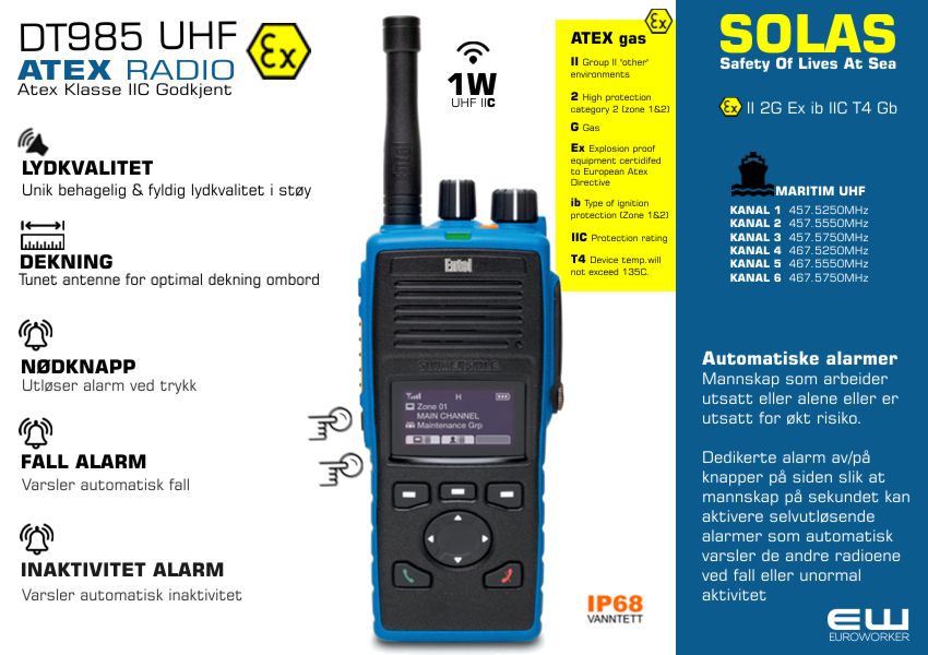 ENTEL DT985 Atex UHF (EU Directive 94/9/EC T4 GASS godkjent)