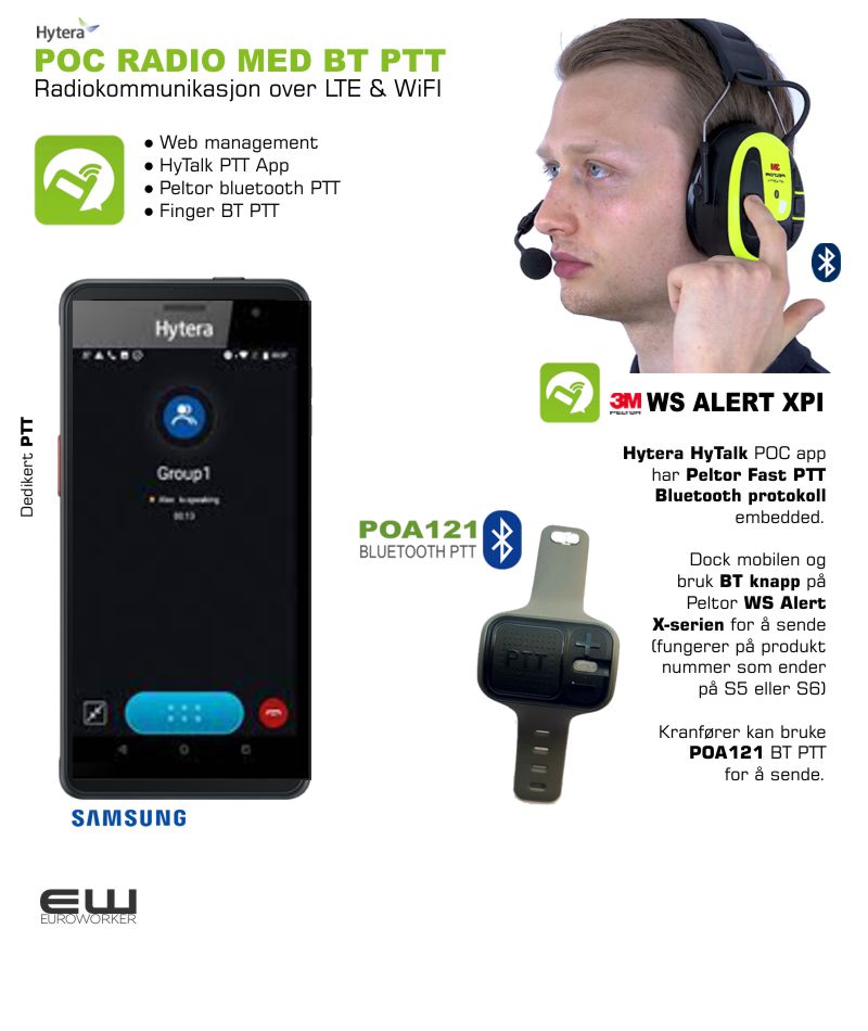 Hytera Hytalk POC med Peltor WS Protac XPI (4G, WiFI, POC, PTT)