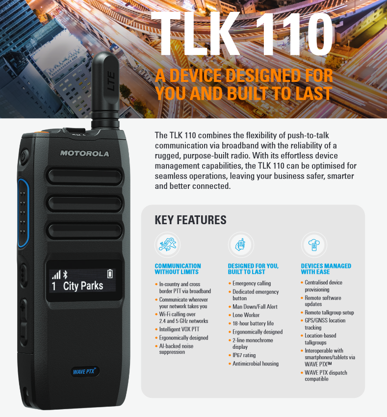 Motorola TLK110 4G & WiFi Håndholdt Radio (IP67)