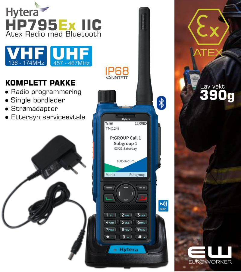 Hytera HP795EX IIC Atex Terminal (UHF, Bt, IP68, GPS, AI)