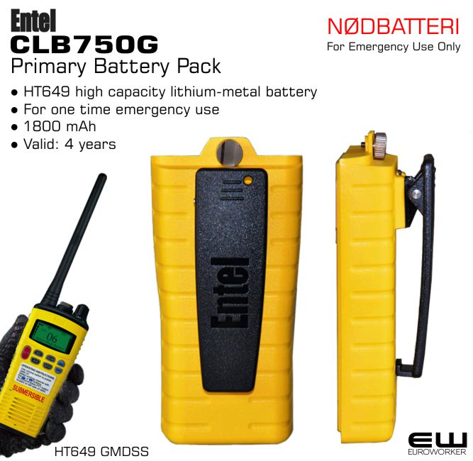 ENTEL CLB750G Nødbatteri - Primary Battery for HT649 GMDSS VHF Radio