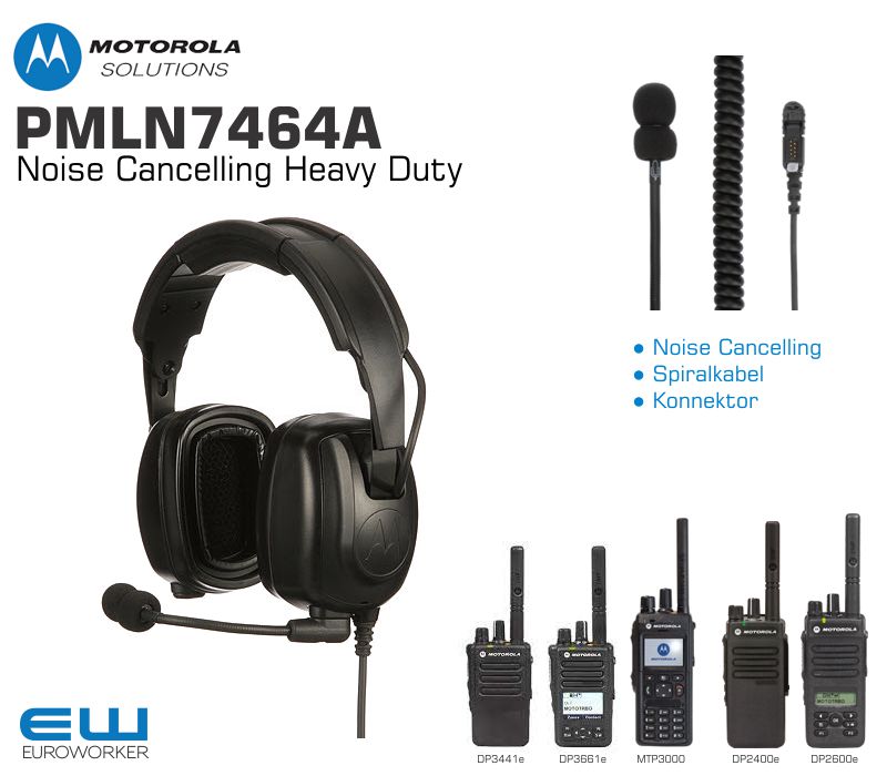 Motorola PMLN7464A Industriheadset med inline PTT (DP3441e, MTP3000 ...