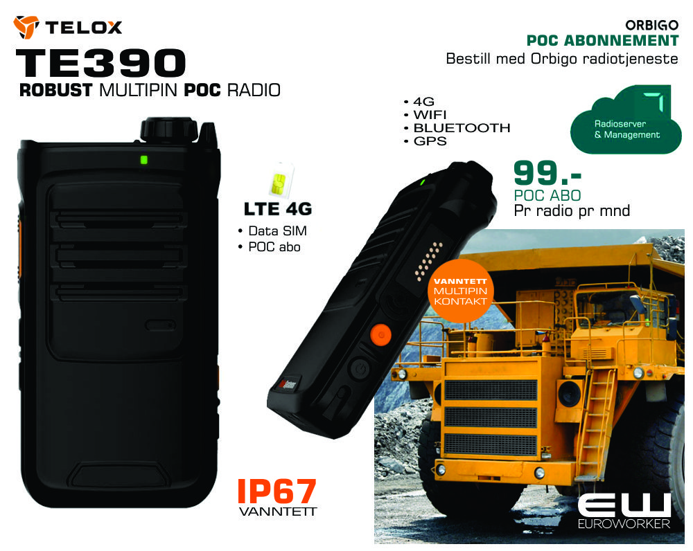 Telox TE390 Multipin Robust Håndholdt POC terminal (4G, WiFi)