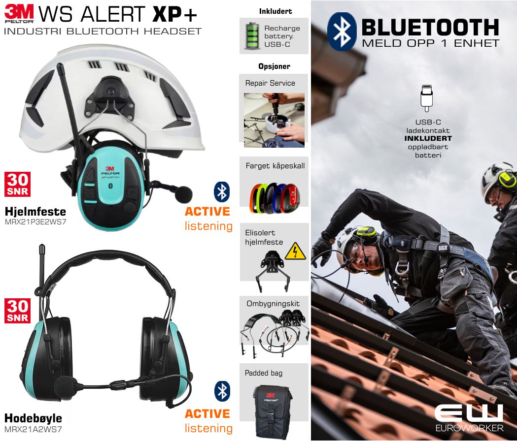 3M Peltor WS Alert XP+ Industri Bluetooth Headset