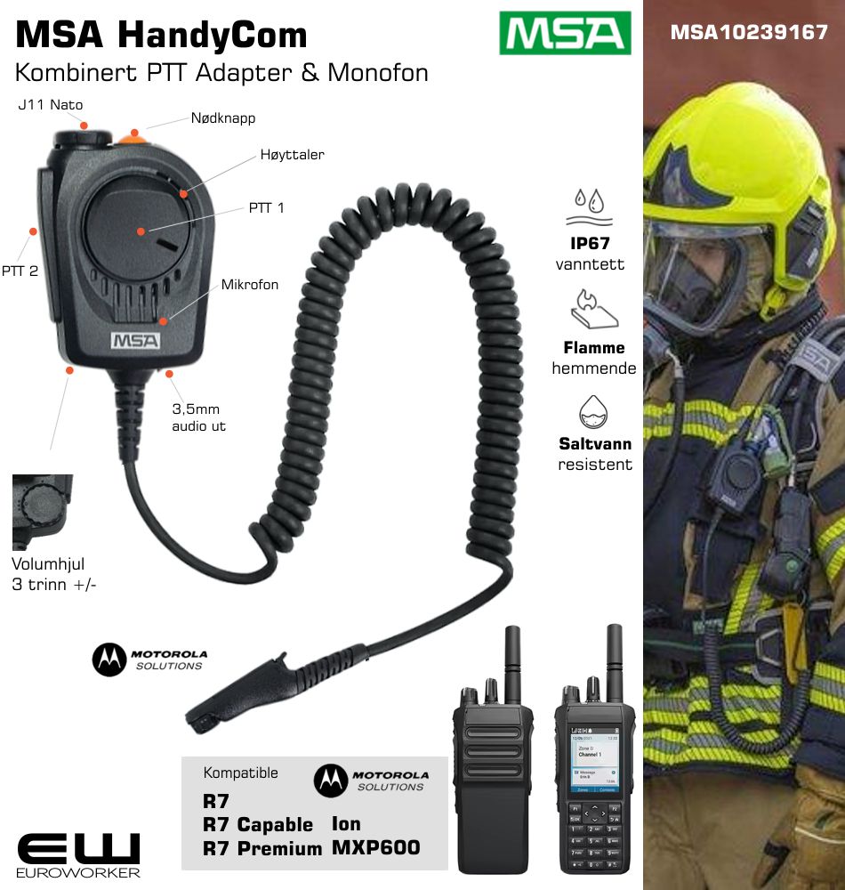 MSA HandyCom MSA PTT Adapter & Monofon for Motorola R7-serie