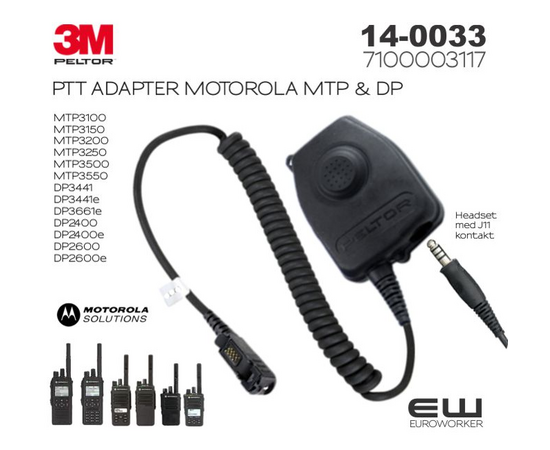 3M Peltor 14-0033 PTT Adapter til Motorola MTP3000 & DP2000-serie